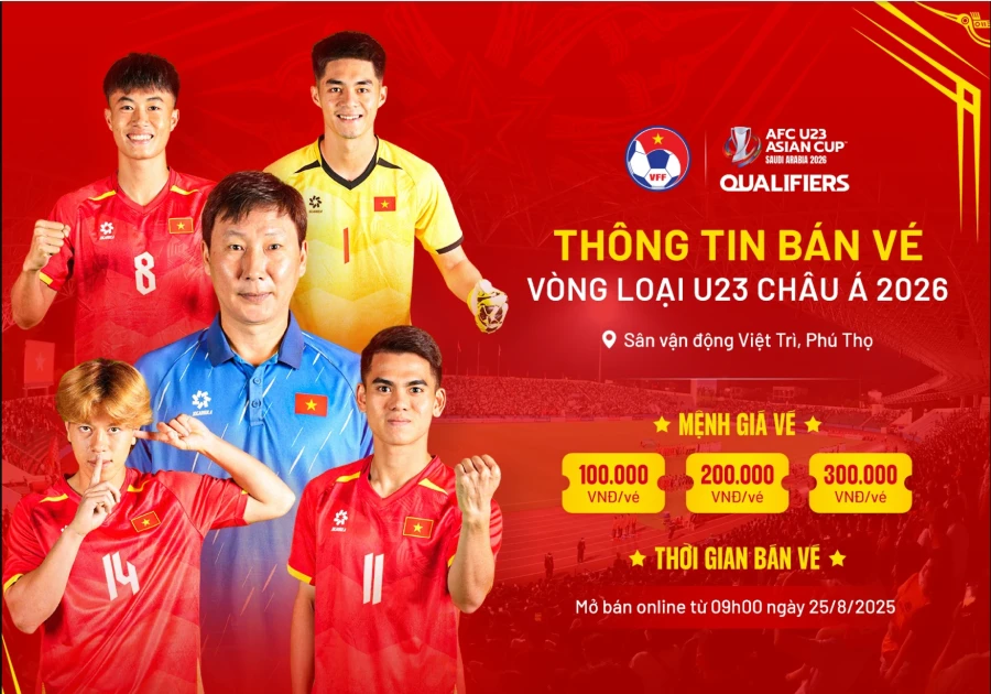 Mở bán vé trực tuyến xem thi đấu Giải Bóng đá U23 châu Á 2026 tại Phú Thọ | Báo Giáo dục và Thời ...